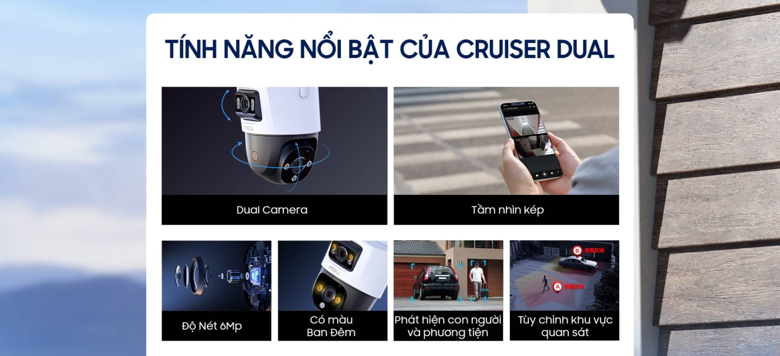 Camera Wifi iMOU Cruiser Dual 6MP IPC-S7XP-6M0WED Xoay 360 Ngoài Trời
